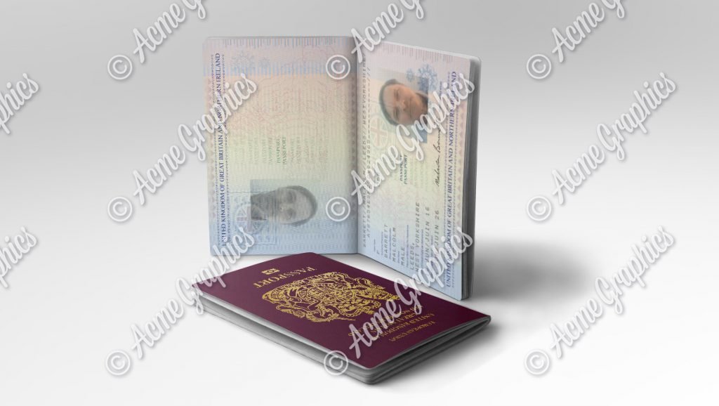 Prop UK Passport with Gold Foil Stamped Cover - Acme Graphics